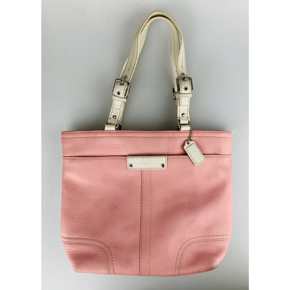 Coach | Bags | Coach Pink Hamilton Tote Pebbled Leather Shoulderbag ...